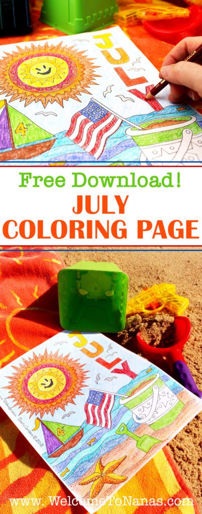 Beach Loving July Coloring Page - Welcome To Nana's