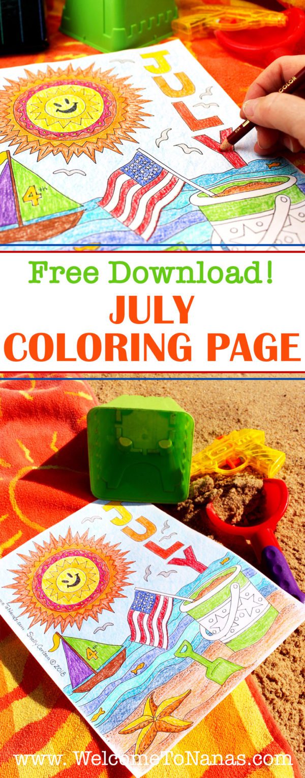 Beach Loving July Coloring Page | Welcome To Nana's