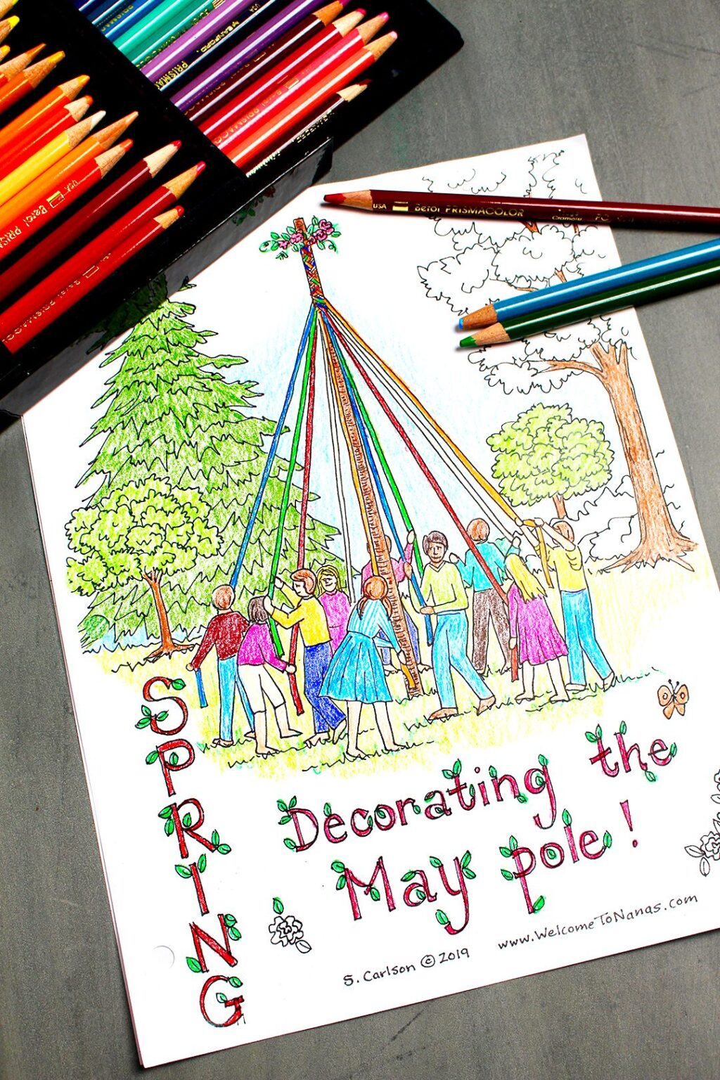 Decorating the May Pole Coloring Page | Welcome To Nana's