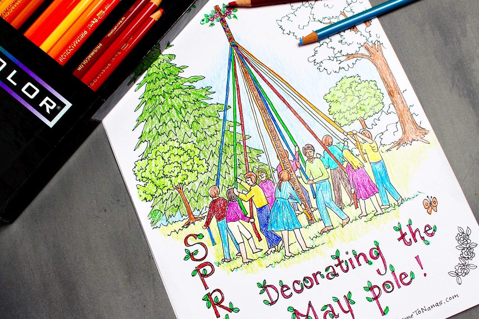 Decorating the May Pole Coloring Page | Welcome To Nana's