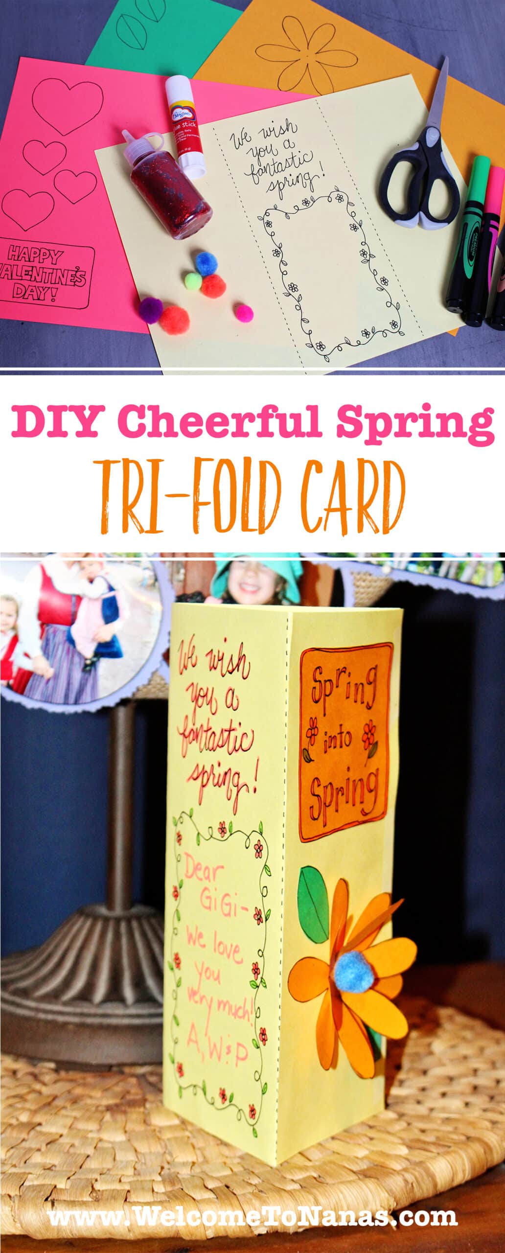 Cheerful Spring Tri-Fold Table Card | Welcome To Nana's