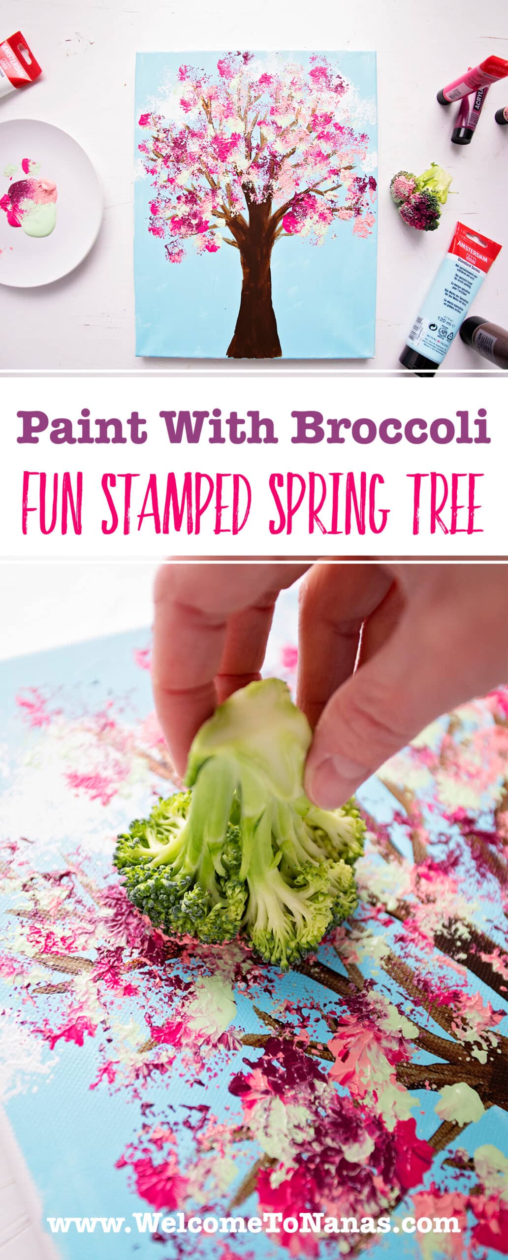 Paint With Broccoli: Fun Stamped Spring Tree | Welcome To Nana's