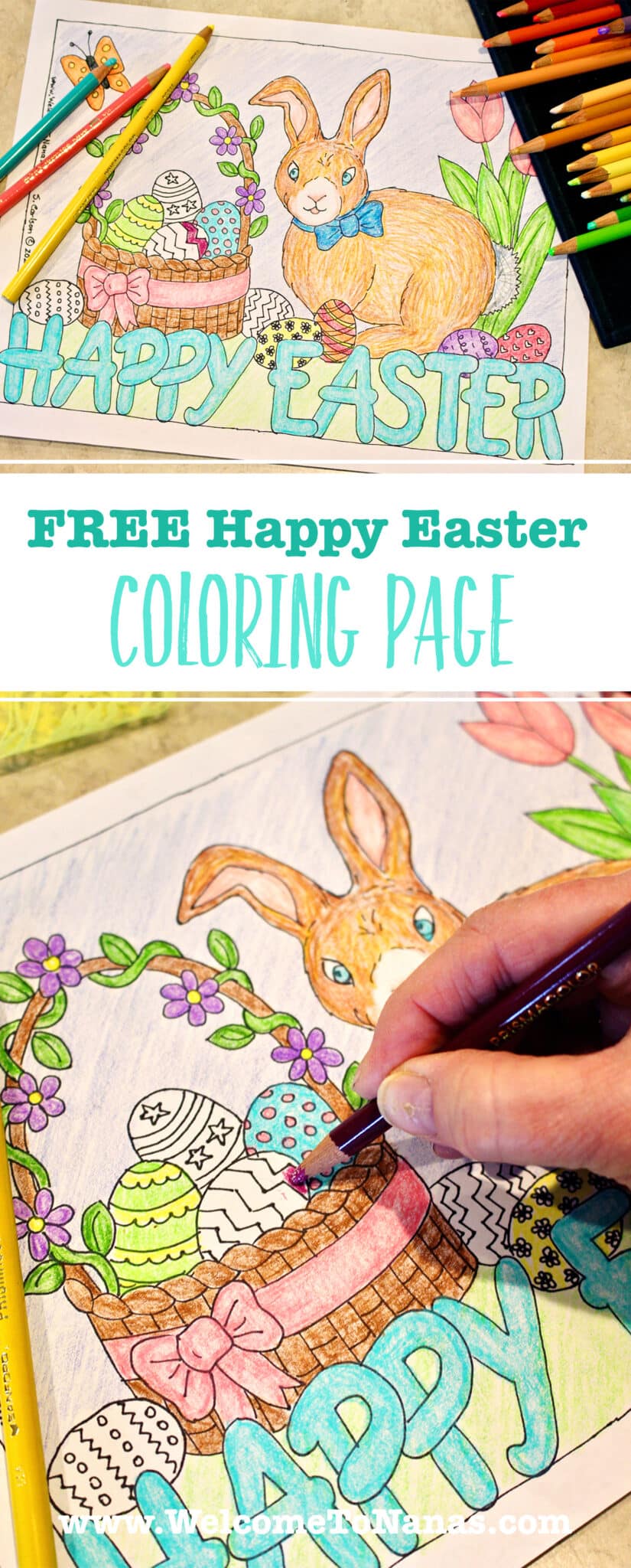 Free Happy Easter Coloring Page | Welcome To Nana's