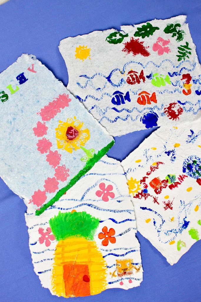 Stamping & Painting on Handmade Paper with Kids | Welcome To Nana's