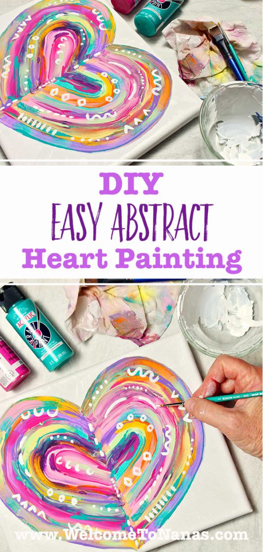 DIY Easy Abstract Heart Painting | Welcome To Nana's