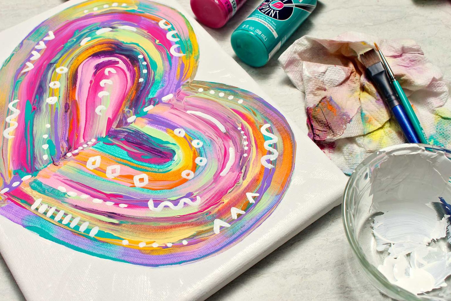 DIY Easy Abstract Heart Painting | Welcome To Nana's