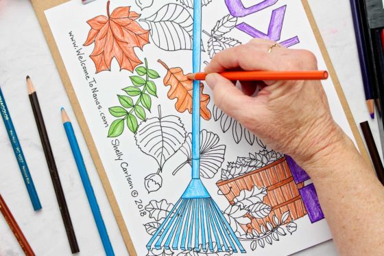 Raking Up Leaves November Coloring Page | Welcome To Nana's