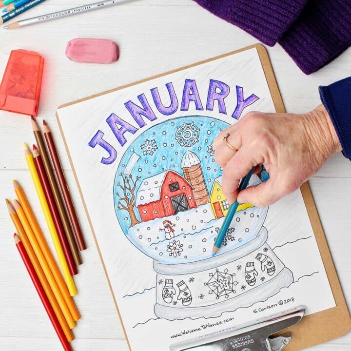 Snow Globe January Coloring Page | Welcome To Nana's