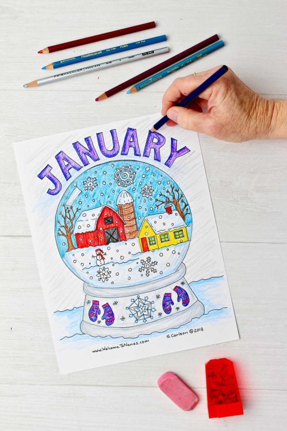 Snow Globe January Coloring Page | Welcome To Nana's