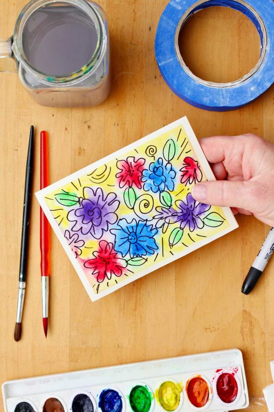 Easy DIY Watercolor Flower Card for Mom | Welcome To Nana's