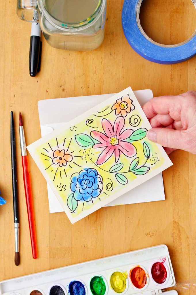 Easy DIY Watercolor Flower Card for Mom | Welcome To Nana's