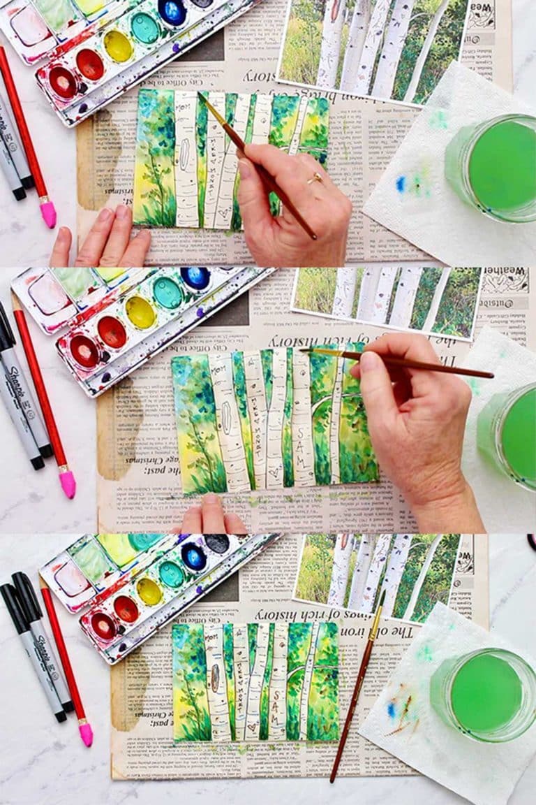 Easy How to Paint Aspen Trees In Watercolor | Welcome To Nana's