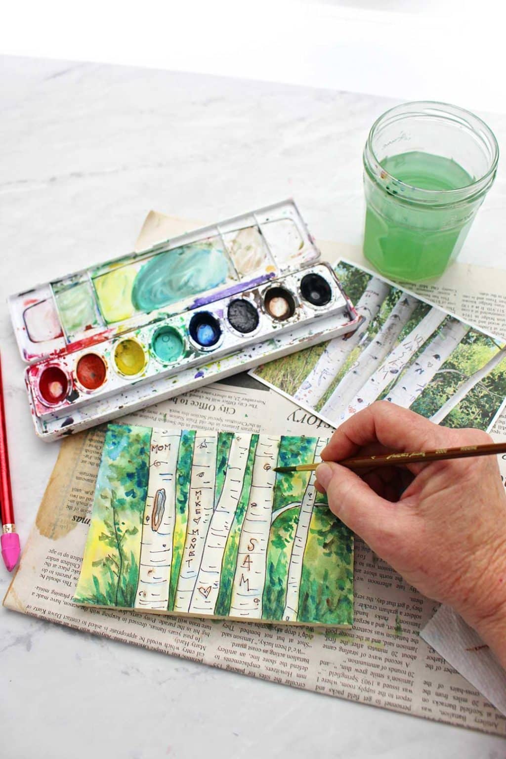 Easy How to Paint Aspen Trees In Watercolor | Welcome To Nana's