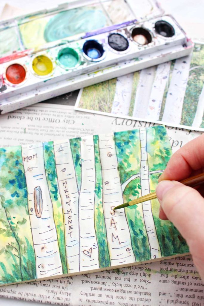 Easy How to Paint Aspen Trees In Watercolor | Welcome To Nana's