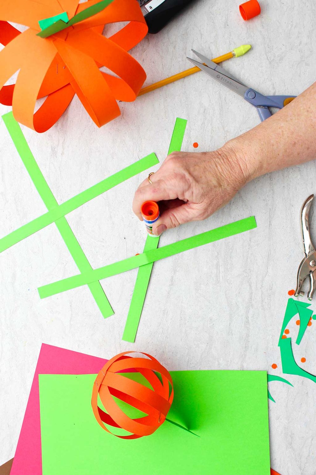How to Make a Paper Strip Pumpkin Craft | Welcome To Nana's