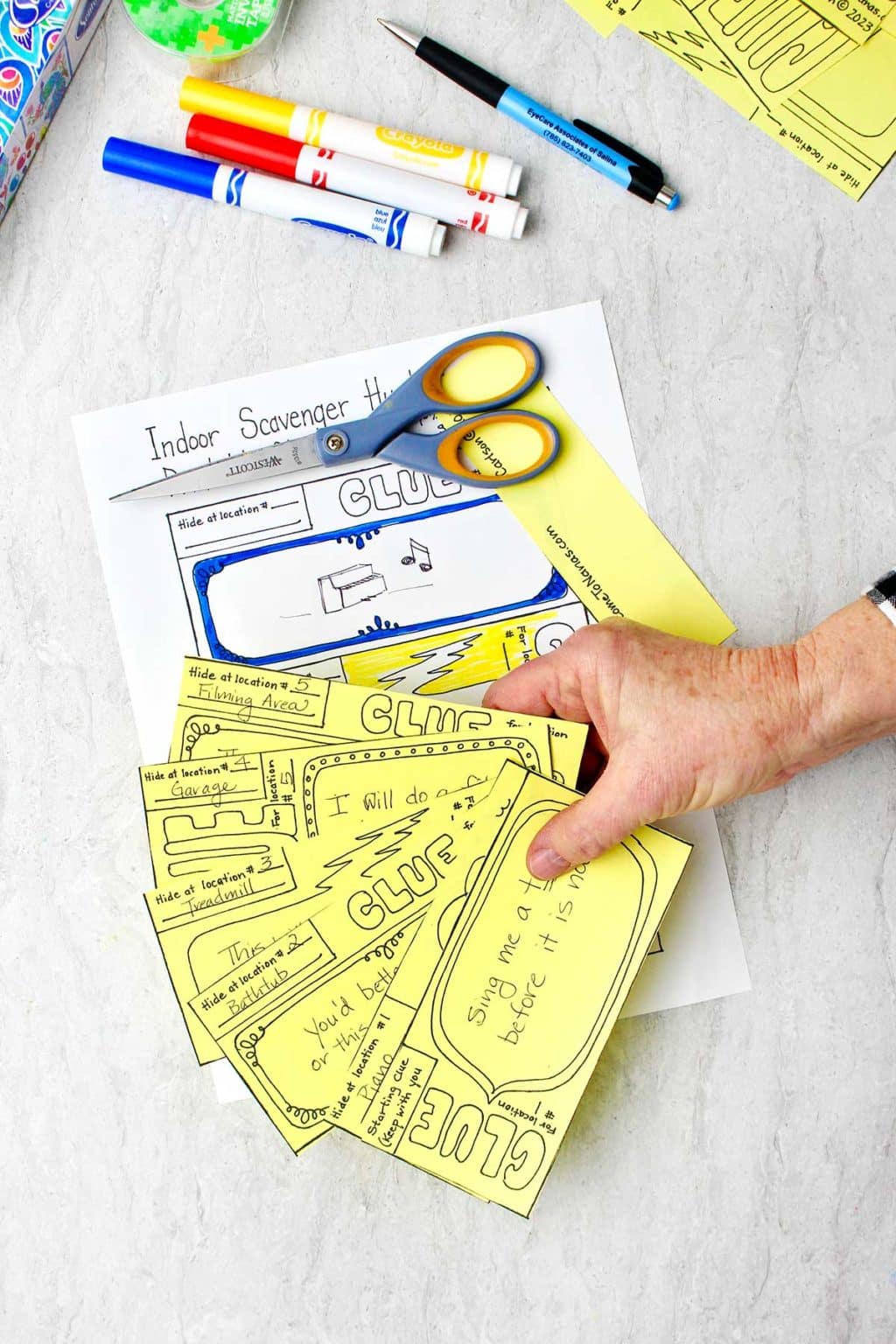 Indoor Scavenger Hunt with Free Printable Clue Cards | Welcome To Nana's