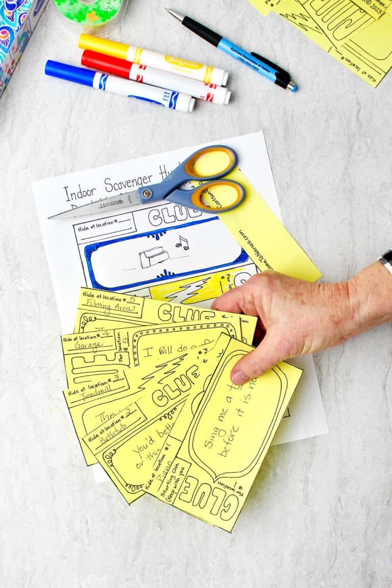 Indoor Scavenger Hunt with Free Printable Clue Cards | Welcome To Nana's