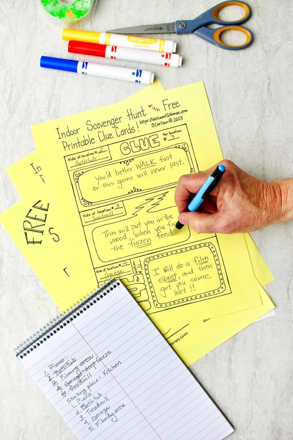 Indoor Scavenger Hunt with Free Printable Clue Cards | Welcome To Nana's