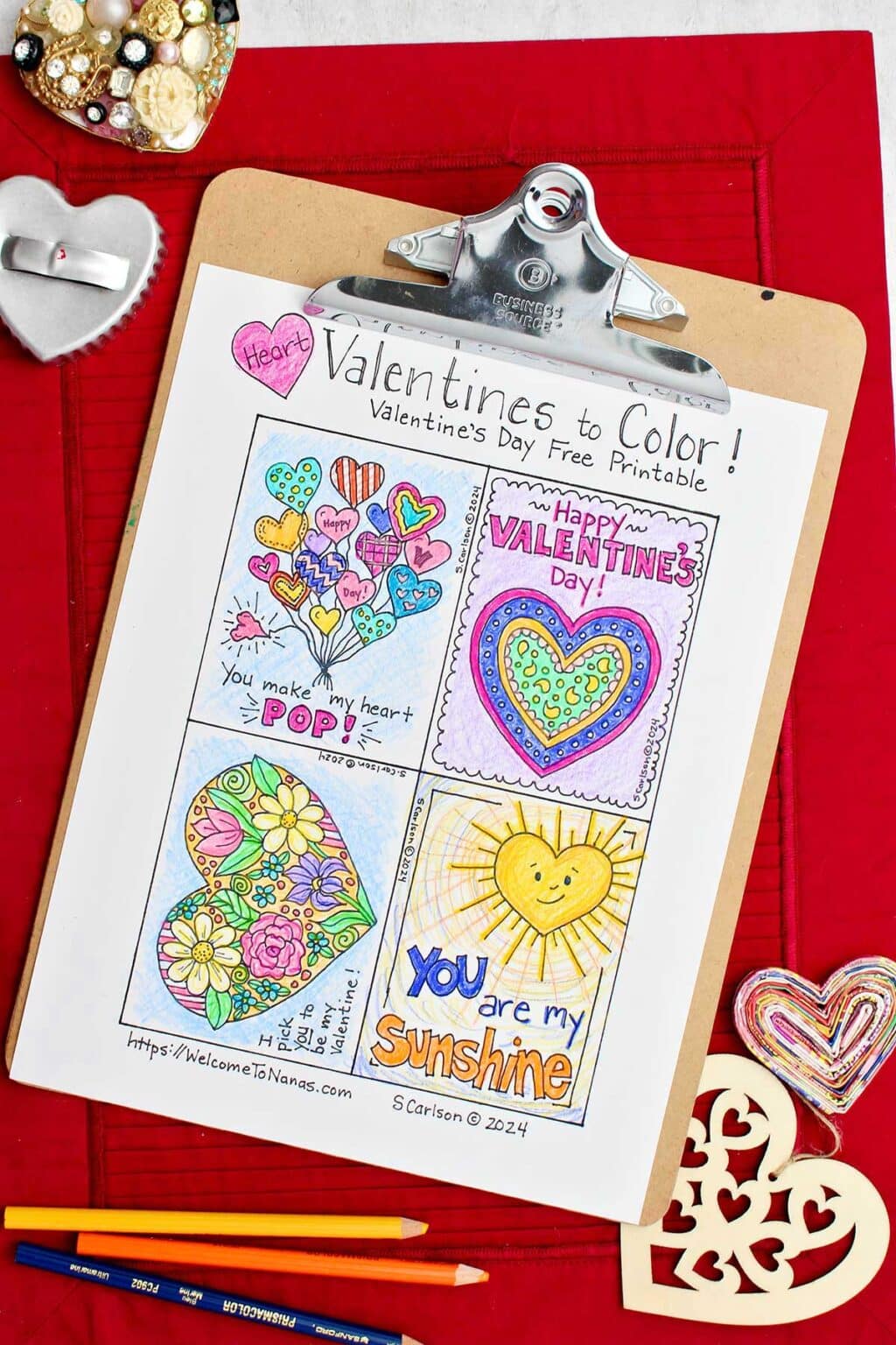 Heart Valentines to Color: a Valentine's Day Free Printable! | Welcome ...