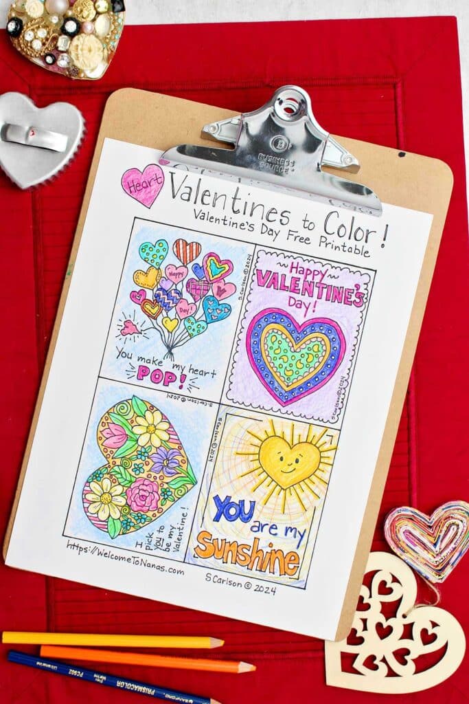 Heart Valentines to Color: a Valentine's Day Free Printable! | Welcome ...