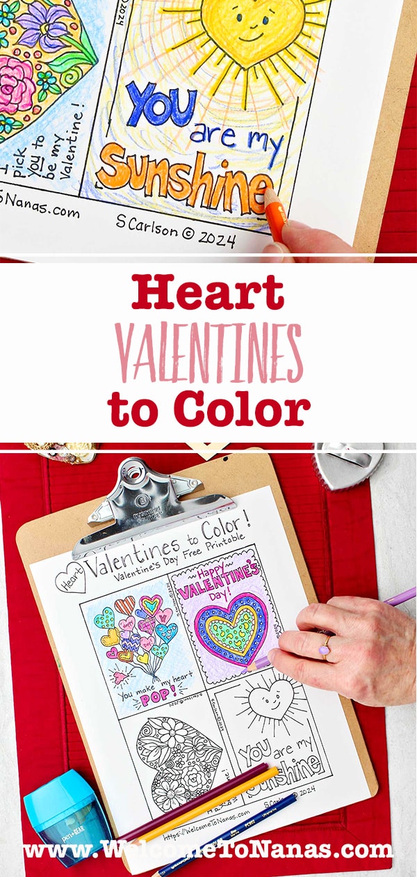 Heart Valentines to Color: a Valentine's Day Free Printable! | Welcome ...