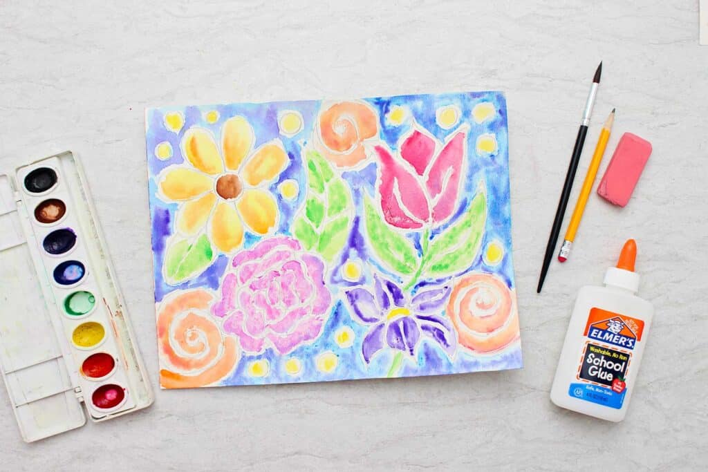 Try Glue Line Painting - glue lines & watercolor wash | Welcome To Nana's