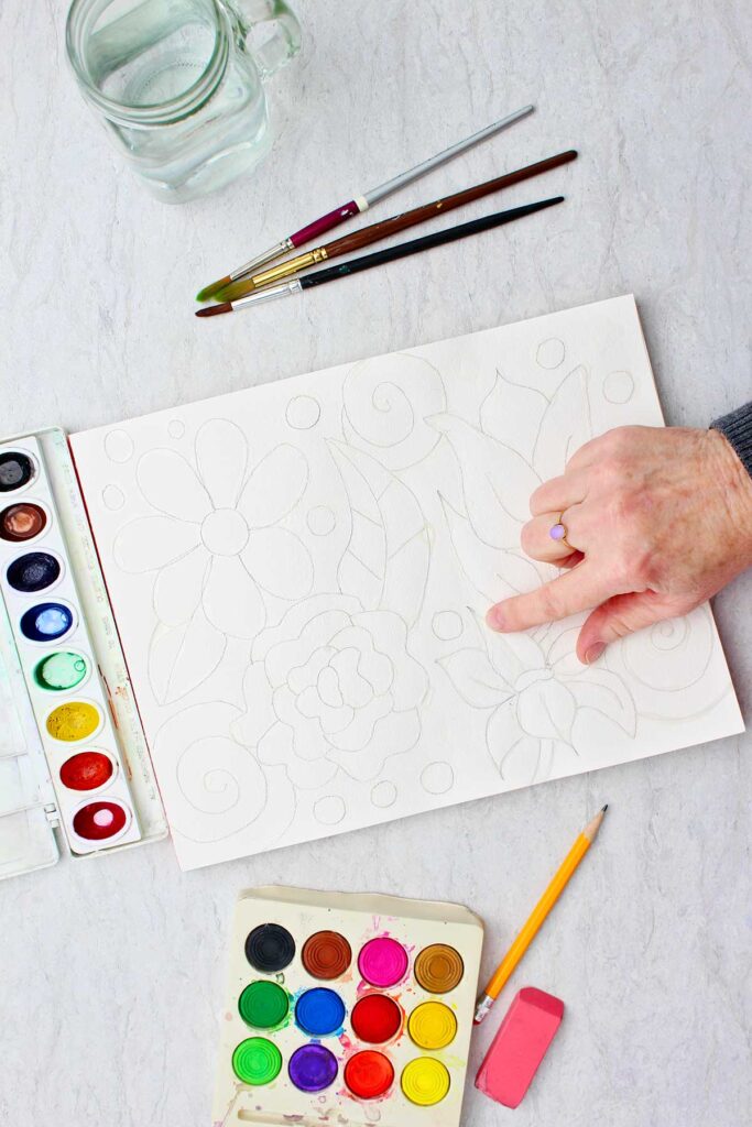 Try Glue Line Painting - glue lines & watercolor wash | Welcome To Nana's