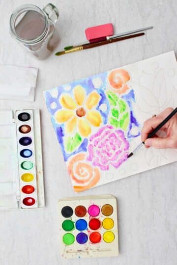 Try Glue Line Painting - glue lines & watercolor wash | Welcome To Nana's