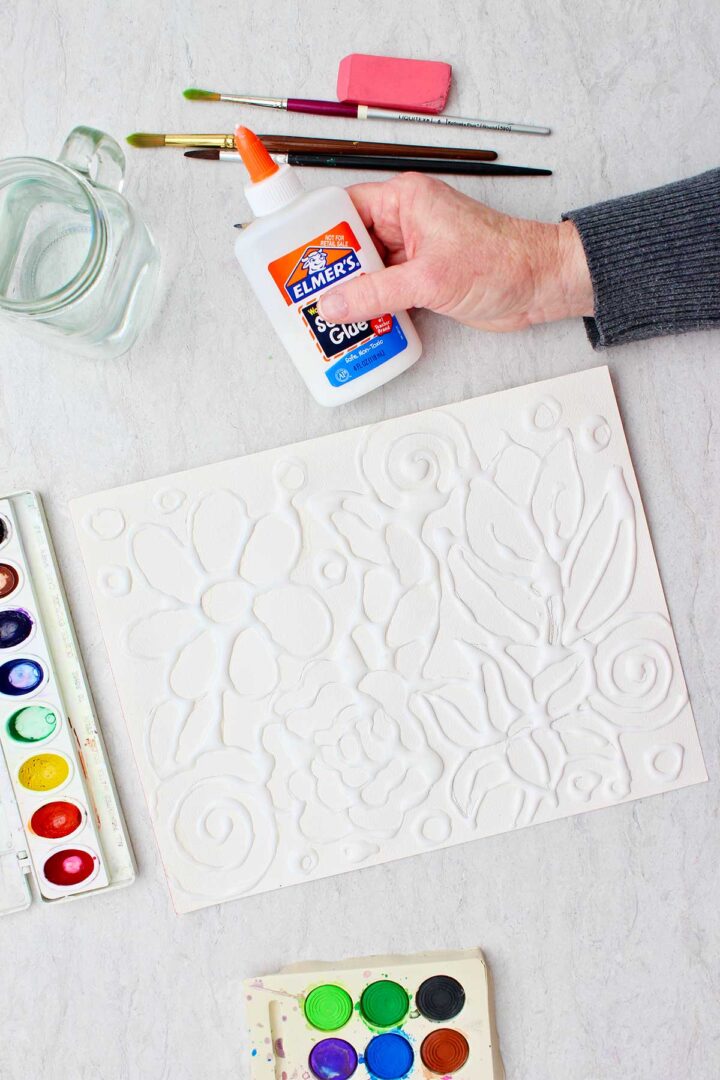 Try Glue Line Painting - glue lines & watercolor wash | Welcome To Nana's