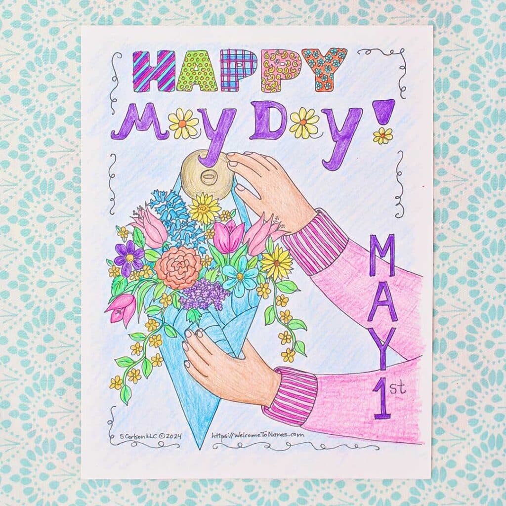 Happy May Day Coloring Page Free Printable (for kids) | Welcome To Nana's