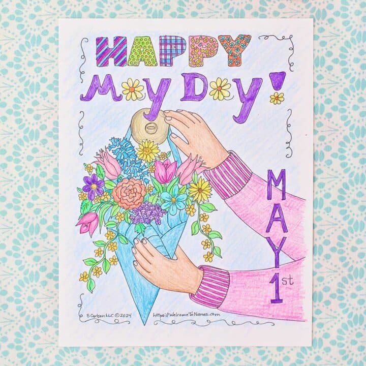Happy May Day Coloring Page Free Printable (for kids) | Welcome To Nana's
