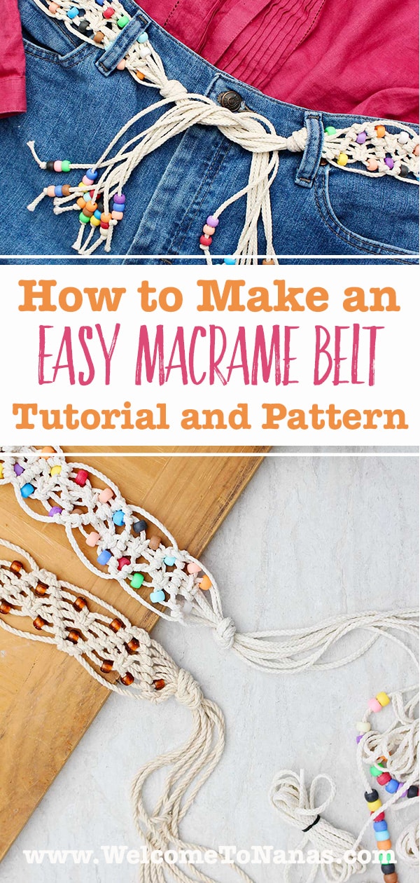 Easy macrame belt with beads (pattern & tutorial) | Welcome To Nana's