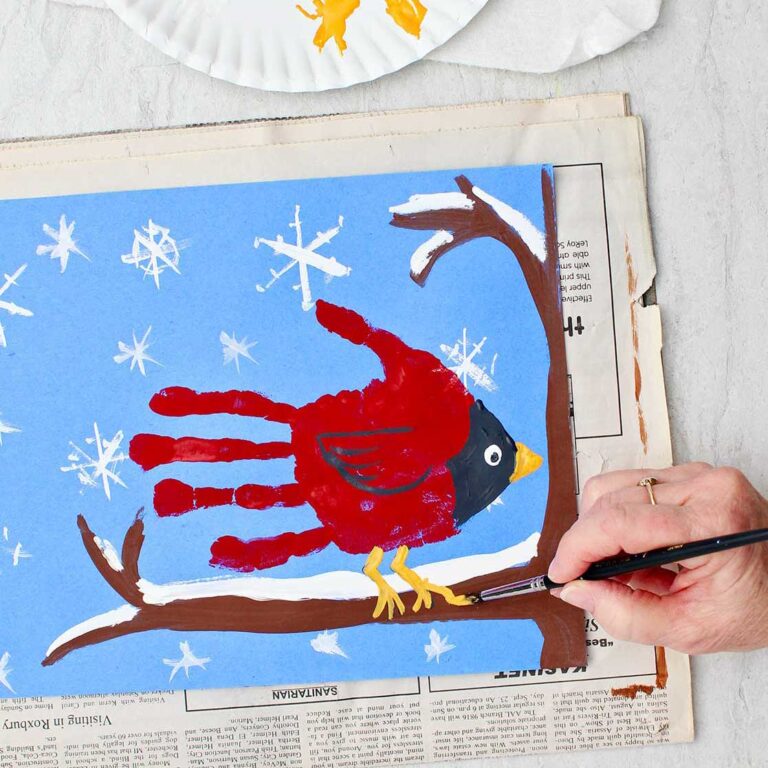 Cute Winter Cardinal Handprint Craft for Kids | Welcome To Nana's