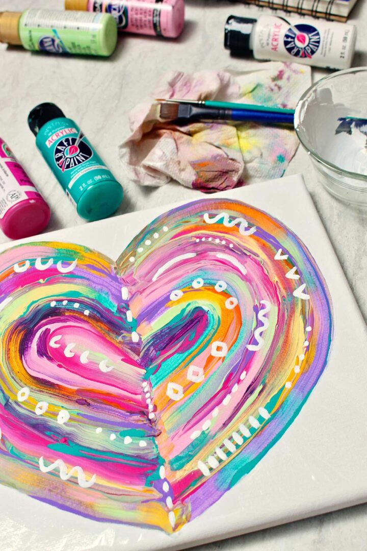 DIY Easy Abstract Heart Painting | Welcome To Nana's