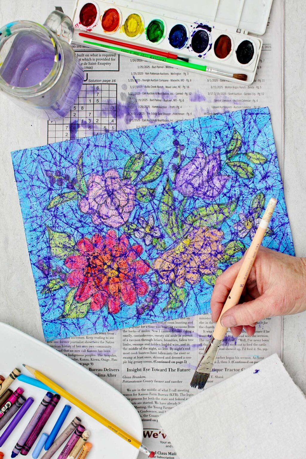 How to Make Paper Batik Art with Wax Crayons | Welcome To Nana's