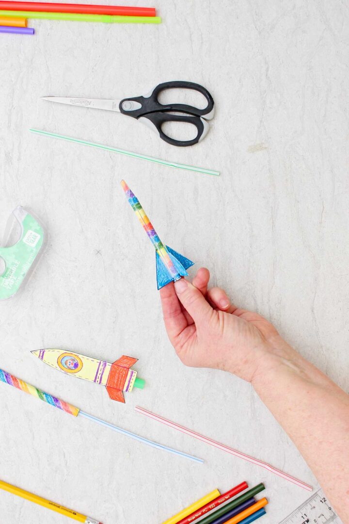3 Cool Ways to Make Straw Rockets (Free Straw Rocket Template ...