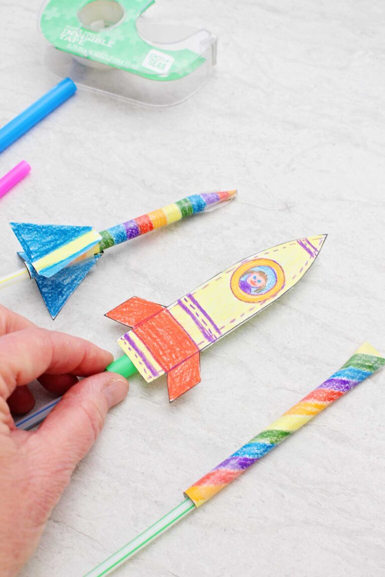3 Cool Ways to Make Straw Rockets (Free Straw Rocket Template ...