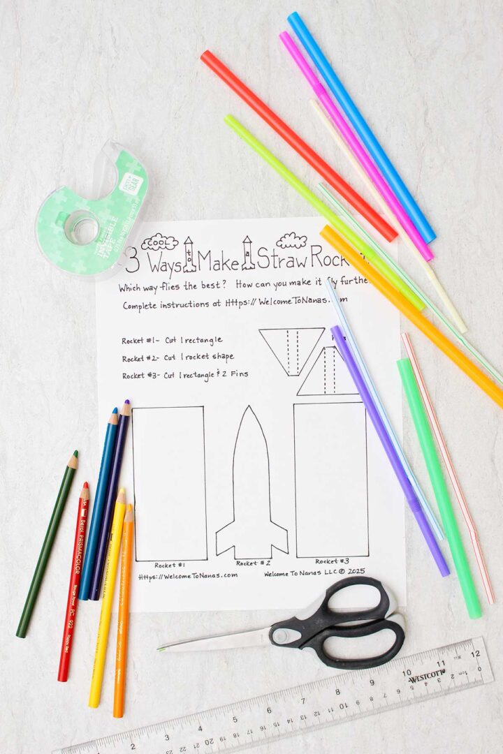 3 Cool Ways to Make Straw Rockets (Free Straw Rocket Template ...