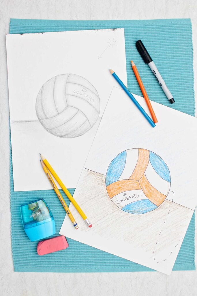 Simple Volleyball Drawing (2 Ways)! | Welcome To Nana's